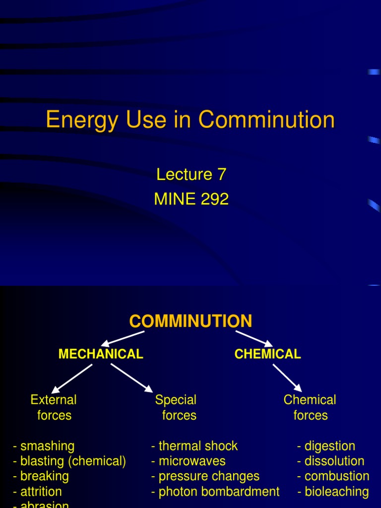 MINE292 Lecture7 Energy Used in Comminution 2013 | PDF | Mill (Grinding ...
