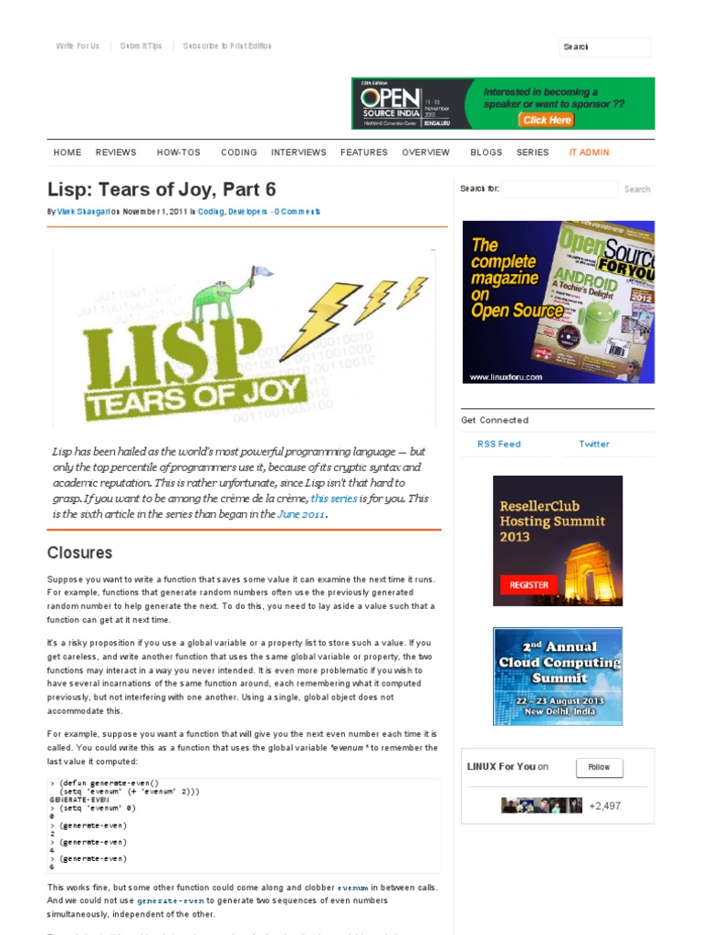 Lisp - Tears of Joy Part 6 | PDF | Anonymous Function | C (Programming Language)