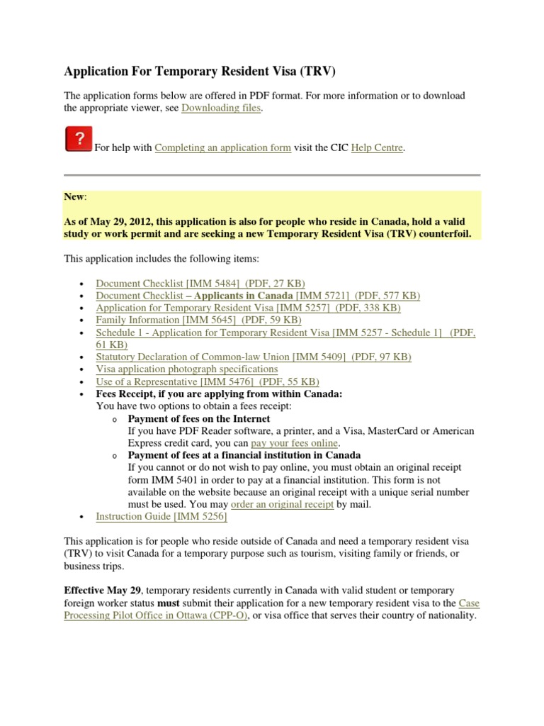 Application For Temporary Resident Visa | PDF | Travel Visa | Visa Inc.