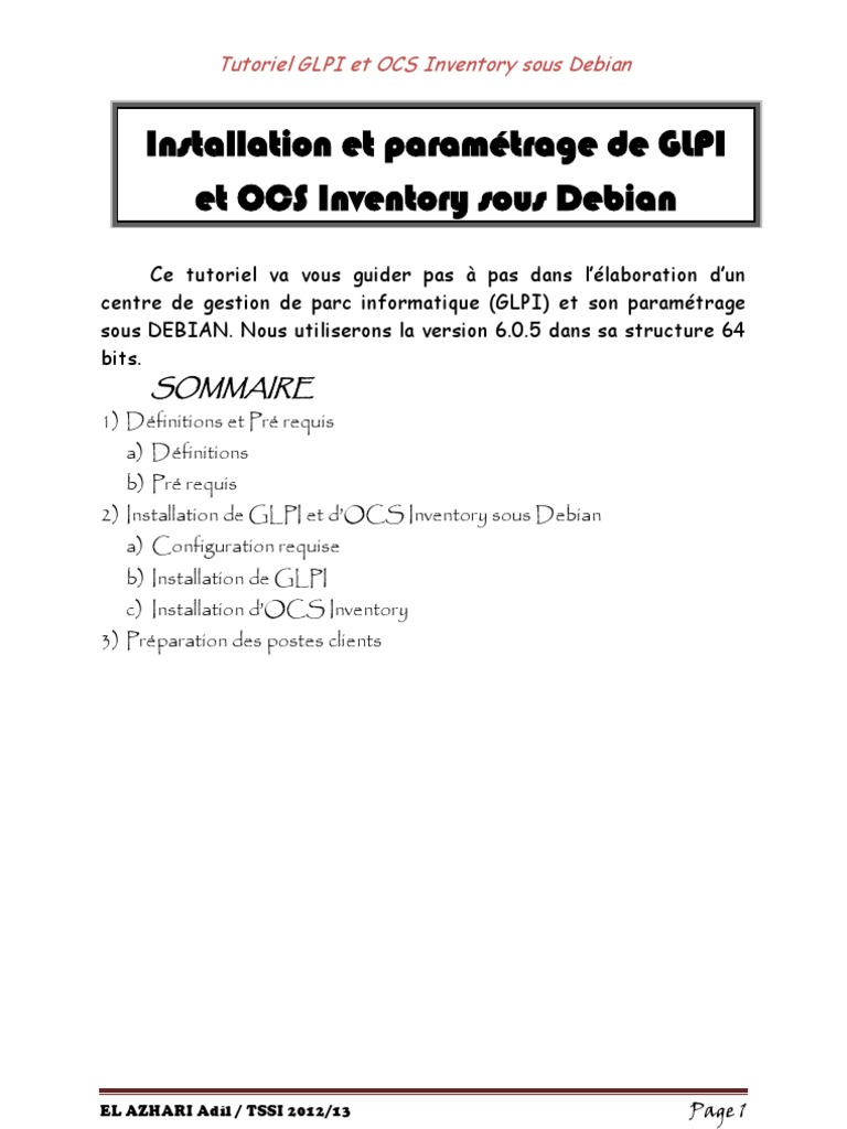 Installation Et Paramétrage de GLPI Et OCS Inventory Sous Debian | PDF | PHP | Ingénierie ...