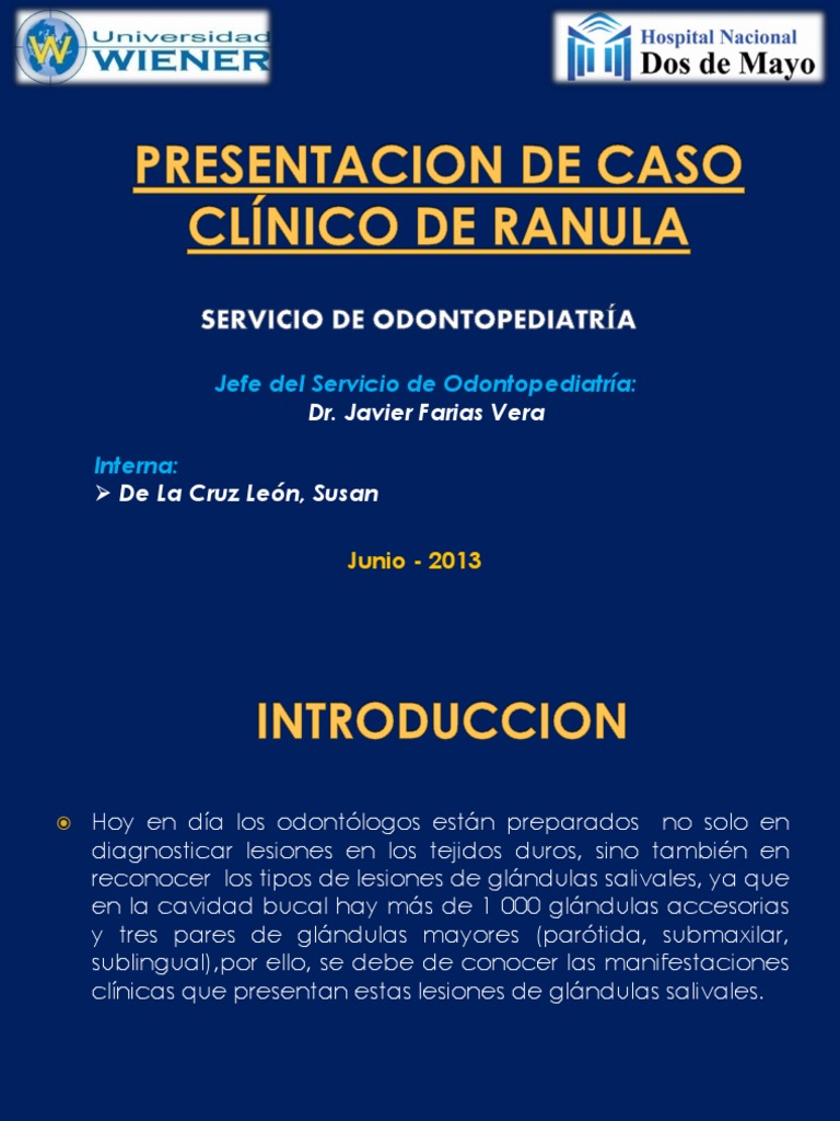 Ránula: Diagnóstico y Tratamiento Odontológico | PDF | Boca | Glándulas