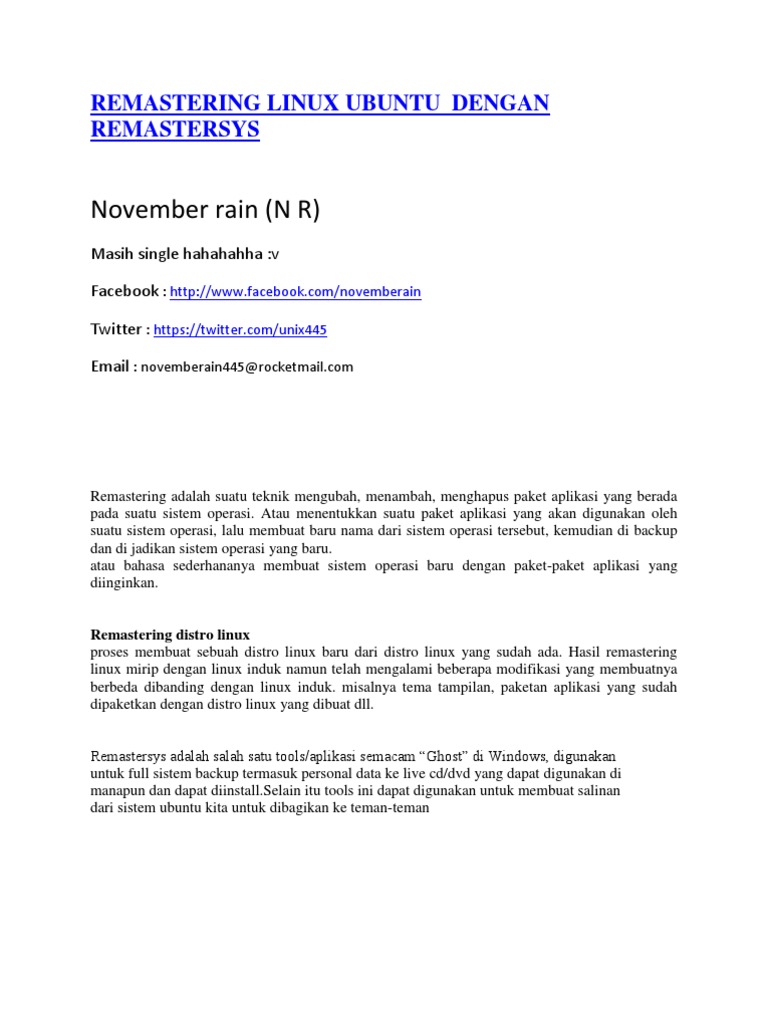 Remastering Linux Ubuntu by N R | PDF | Metode & Bahan Ajar | Komputer