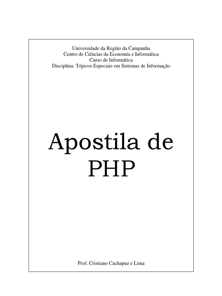 Apostila PHP PDF | PDF | Php | Linguagem de script