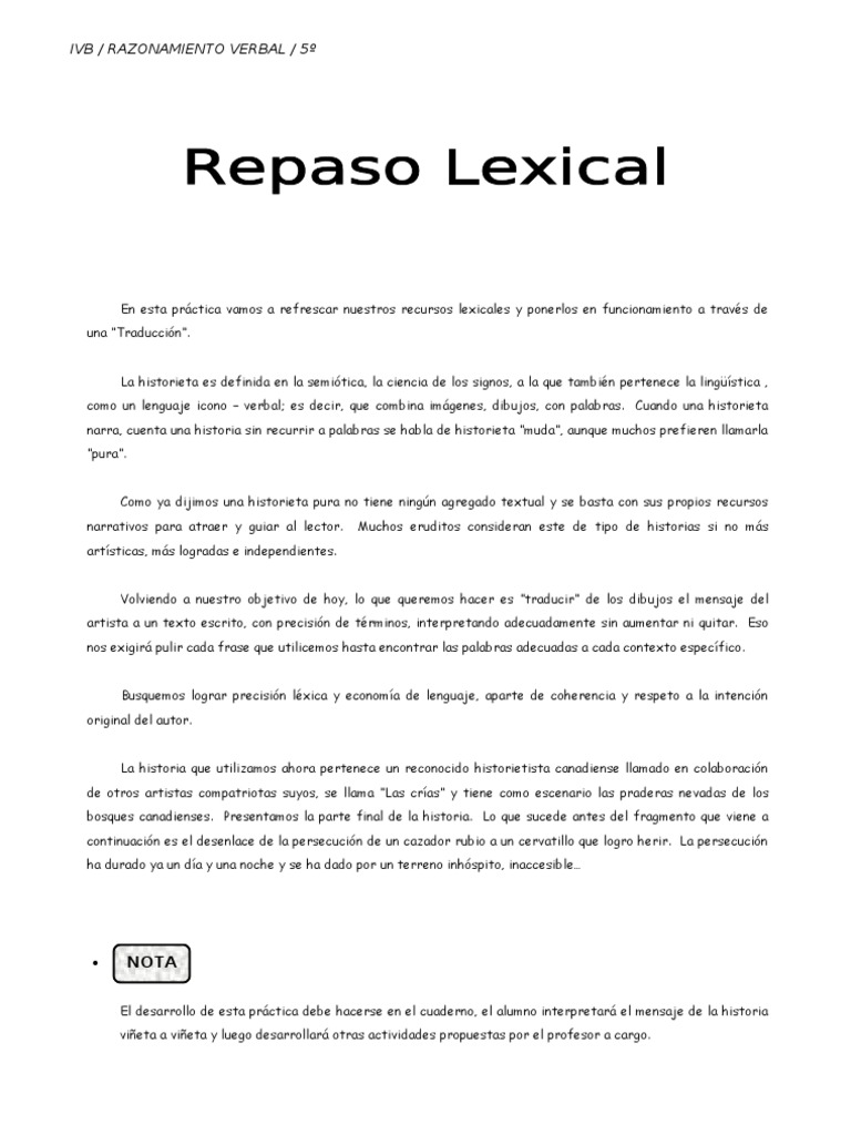 IV Bim - R.V. - 5to. Año - Guía 4 - Repaso Lexical | PDF | Cómics | Traducciones