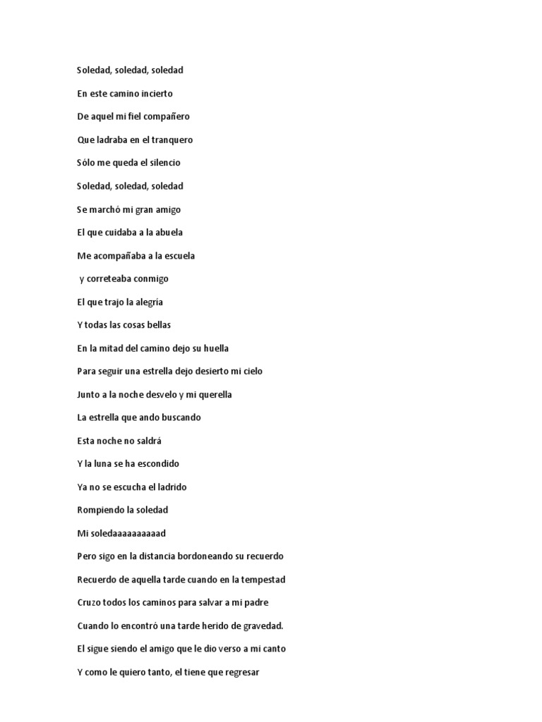 Letra de Soledad | PDF