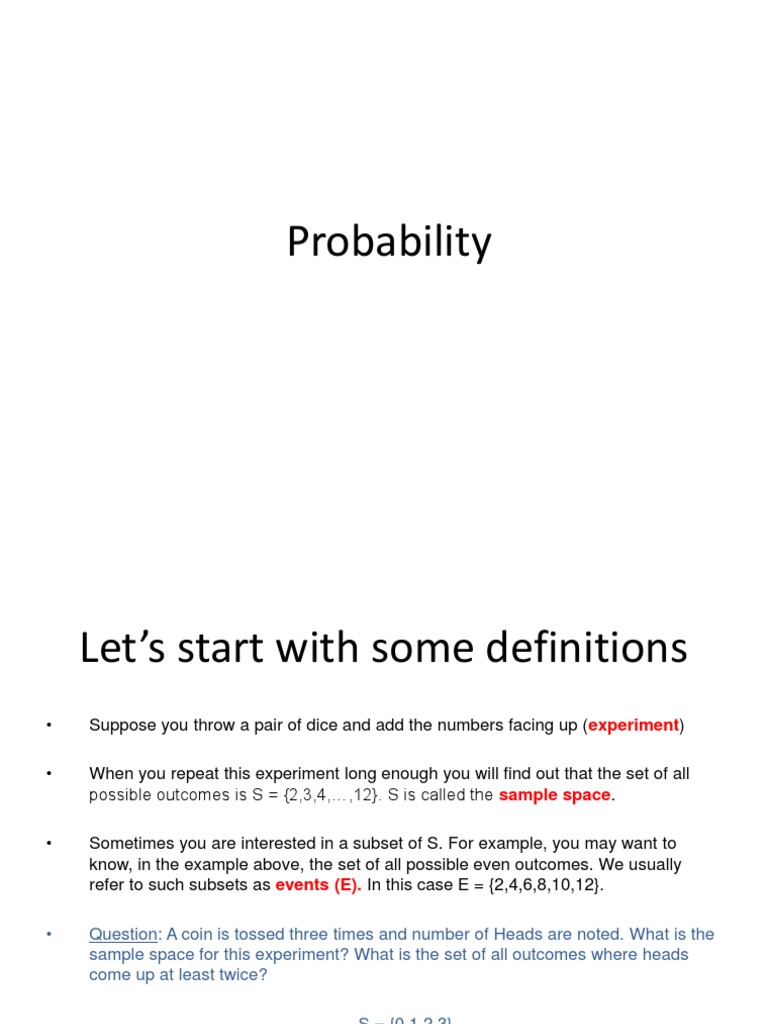 Probability Definitions of Statistics | PDF | Probability | Probability ...