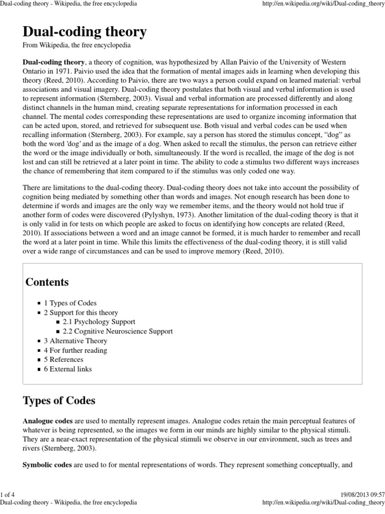 Dual Coding Theory | PDF | Mental Processes | Cognitive Science