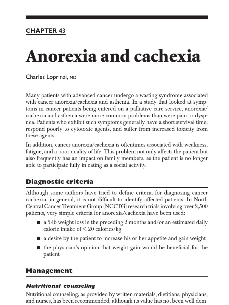 Cancer Anorexia and Cachexia Management | PDF | Medicine | Clinical ...