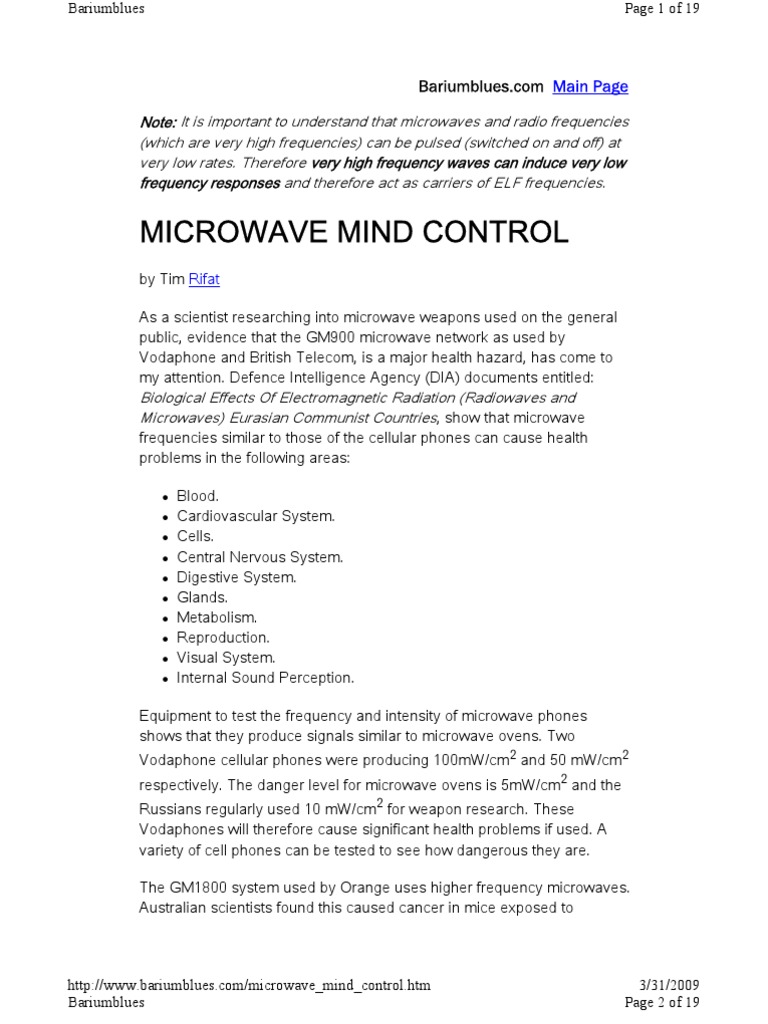 Microwave Mind Control | PDF | Radio Frequency | Microwave