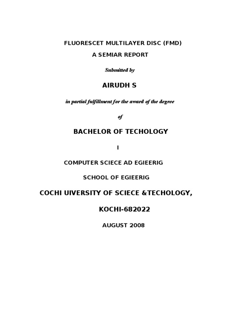Airudh S: Fluorescet Multilayer Disc (FMD) A Semiar Report | PDF ...