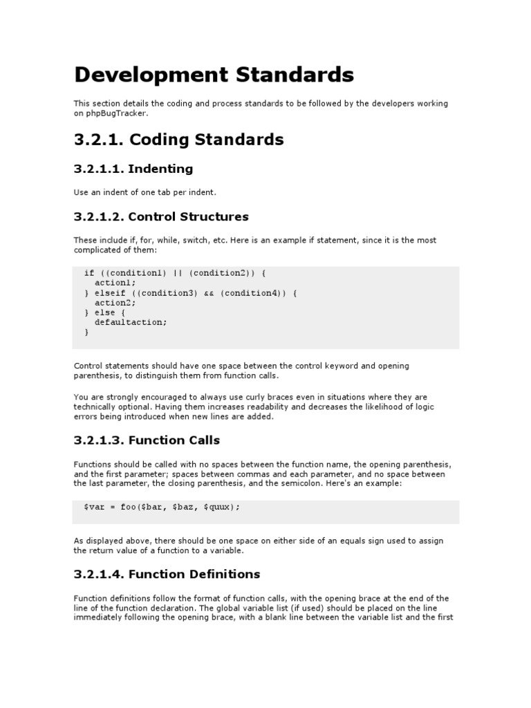 Development Standards | PDF | Parameter (Computer Programming) | Bracket