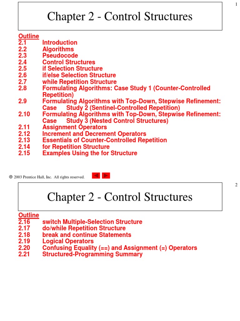Chapter 2 - Control Structures: 2003 Prentice Hall, Inc. All Rights Reserved | PDF | Control ...