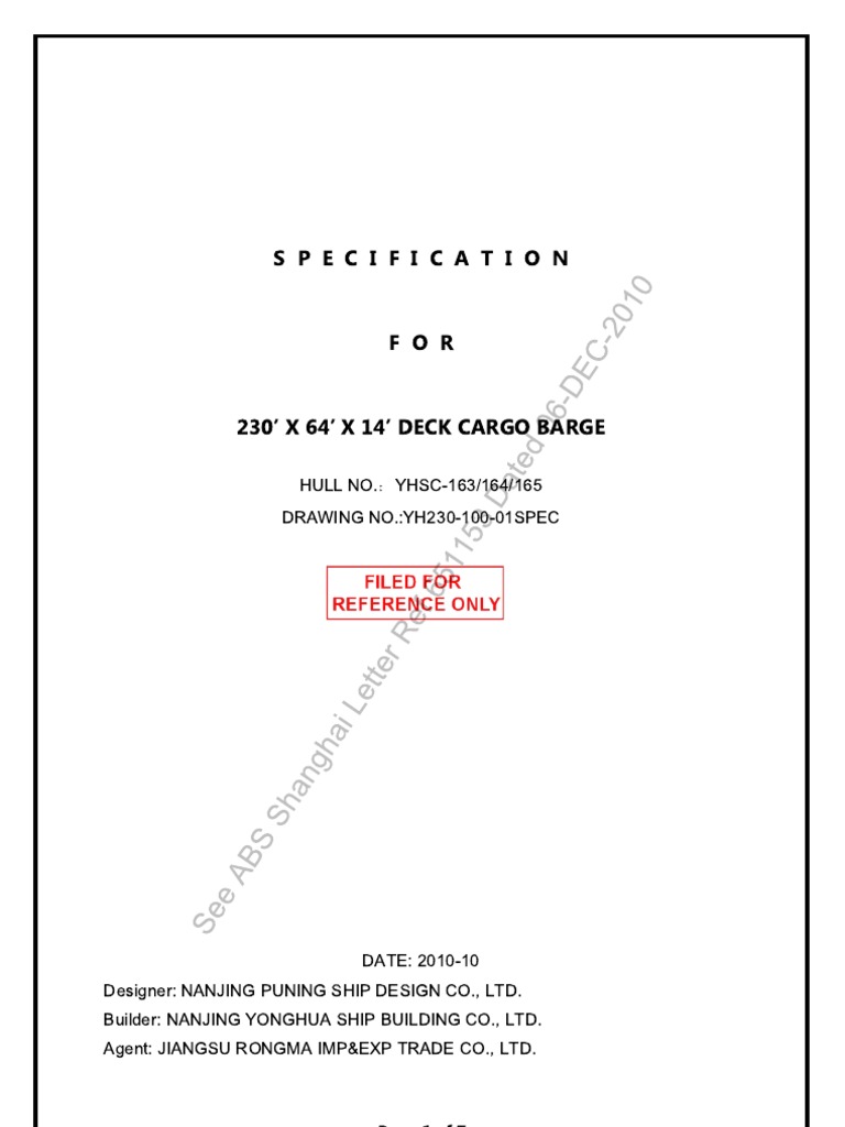 230' Specification | PDF | Deck (Ship) | Hull (Watercraft)