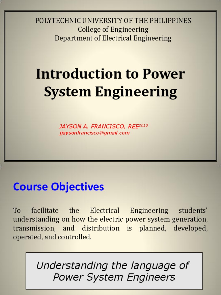 Introduction to Power System Engineering at Polytechnic University of ...