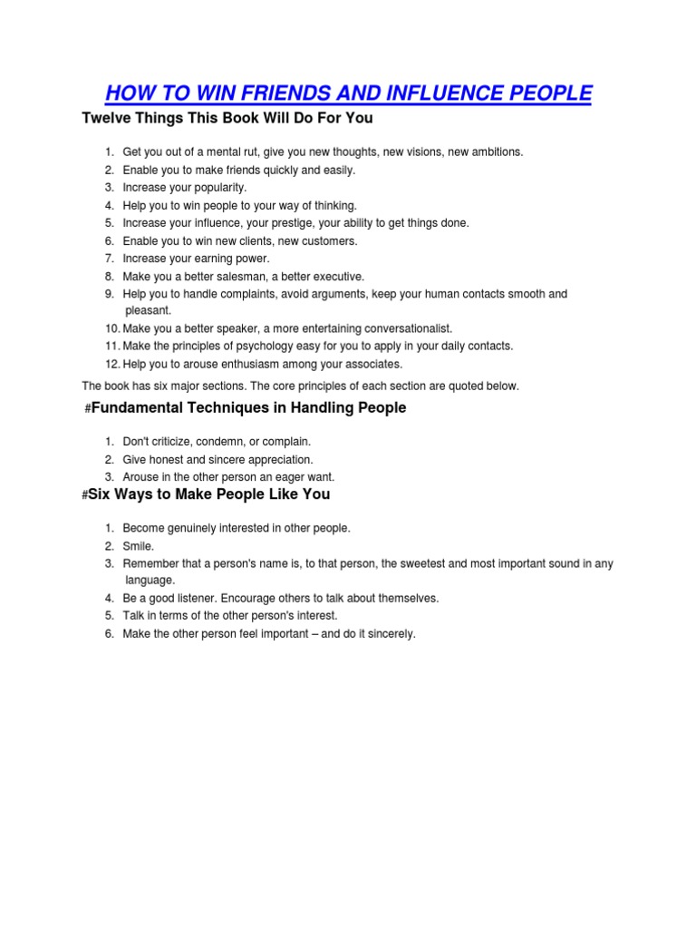 How To Win Friends and Influence People | PDF | Thought | Psychology