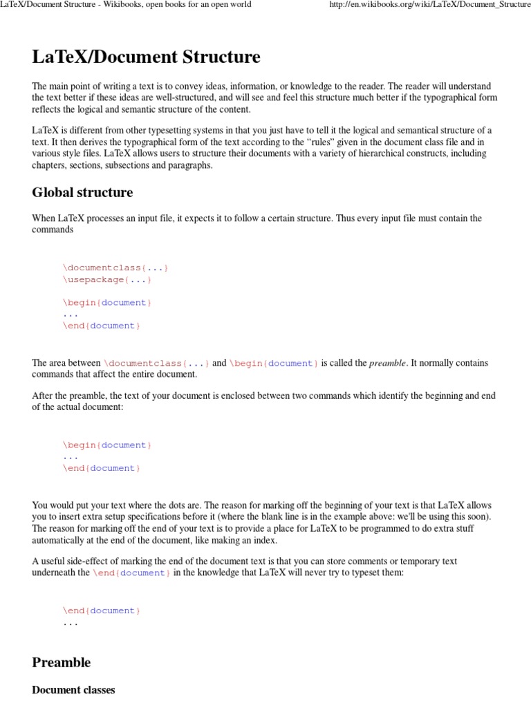 LaTeX - Document Structure - Wikibooks, Open Books For An Open World ...