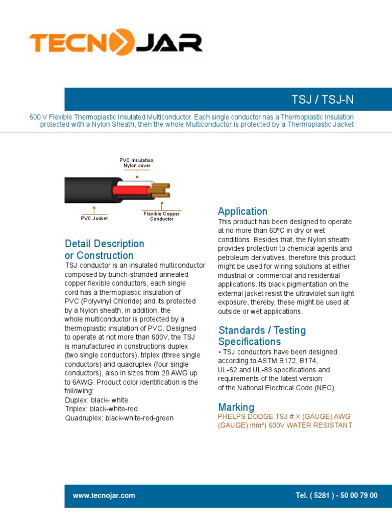 Cable TSJ y TSJ-N PDF | PDF | Electrical Wiring | Electrical Engineering