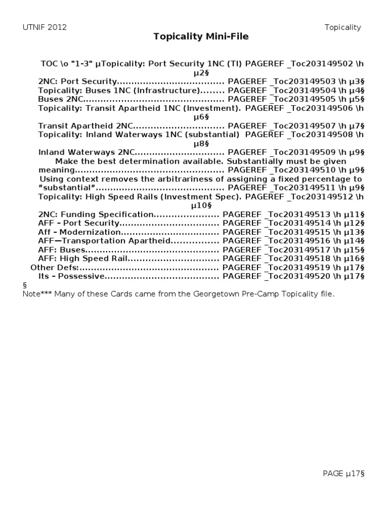 Topicality Mini | PDF | Transport | Taxation In The United States