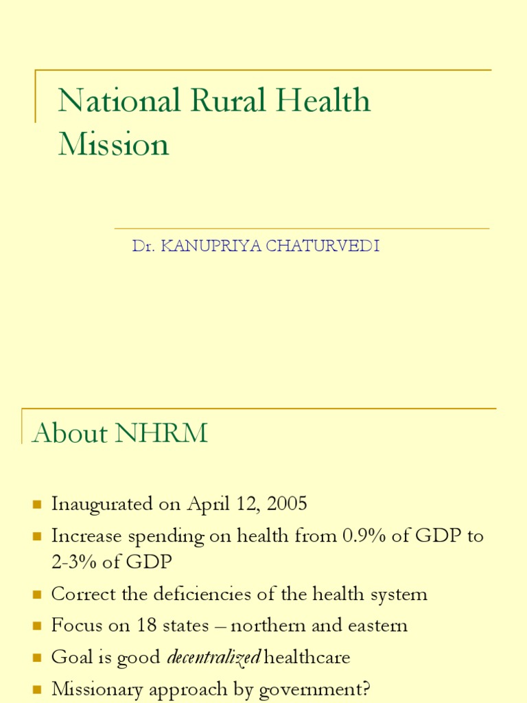 National Rural Health Mission | Health Sciences | Medical