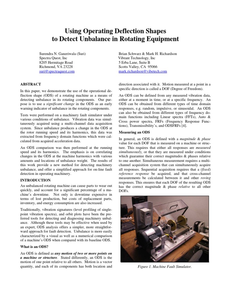 Using Operating Deflection Shapes To Detect Unbalance in Rotating Equipment | PDF | Applied And ...