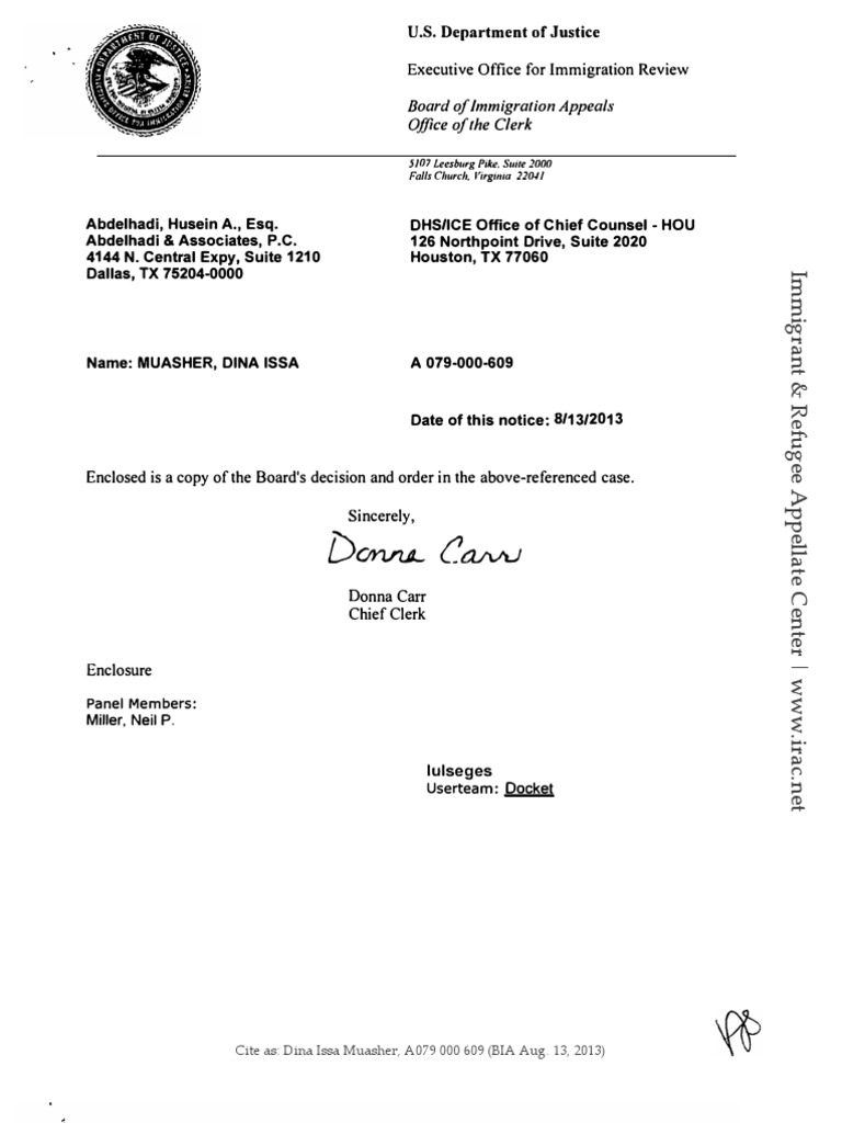 Dina Issa Muasher, A079 000 609 (BIA Aug. 13, 2013) | PDF | Removal ...