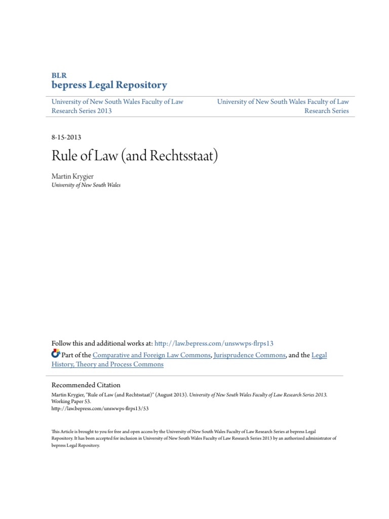Rule of Law (And Rechtsstaat) | PDF | Jurisprudence | Rule Of Law