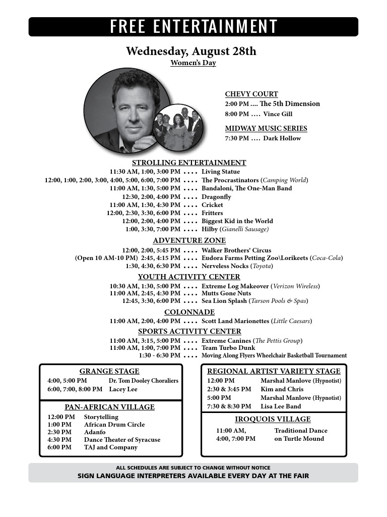 NYS Fair Schedule Aug28 | PDF | Domesticated Animals | Livestock