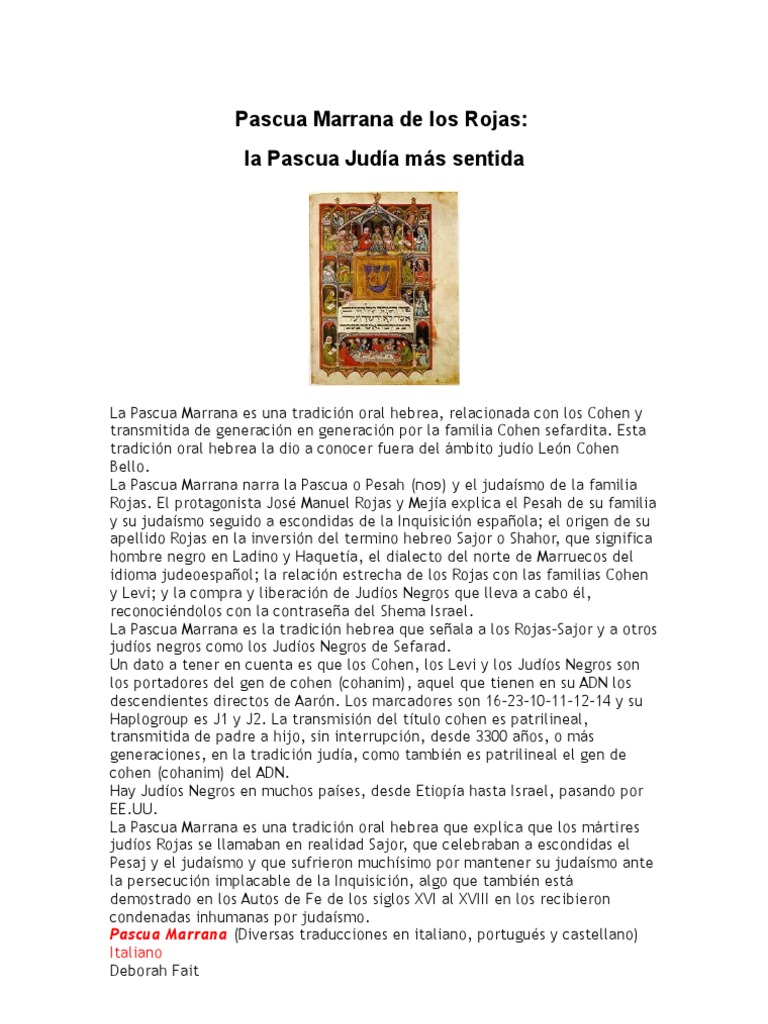 Pascua Marrana de Los Rojas (Sajor) | PDF | Judios | Pascua