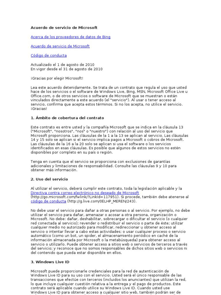 Contrato Electrónico Hotmail | PDF | Gestión de derechos digitales ...