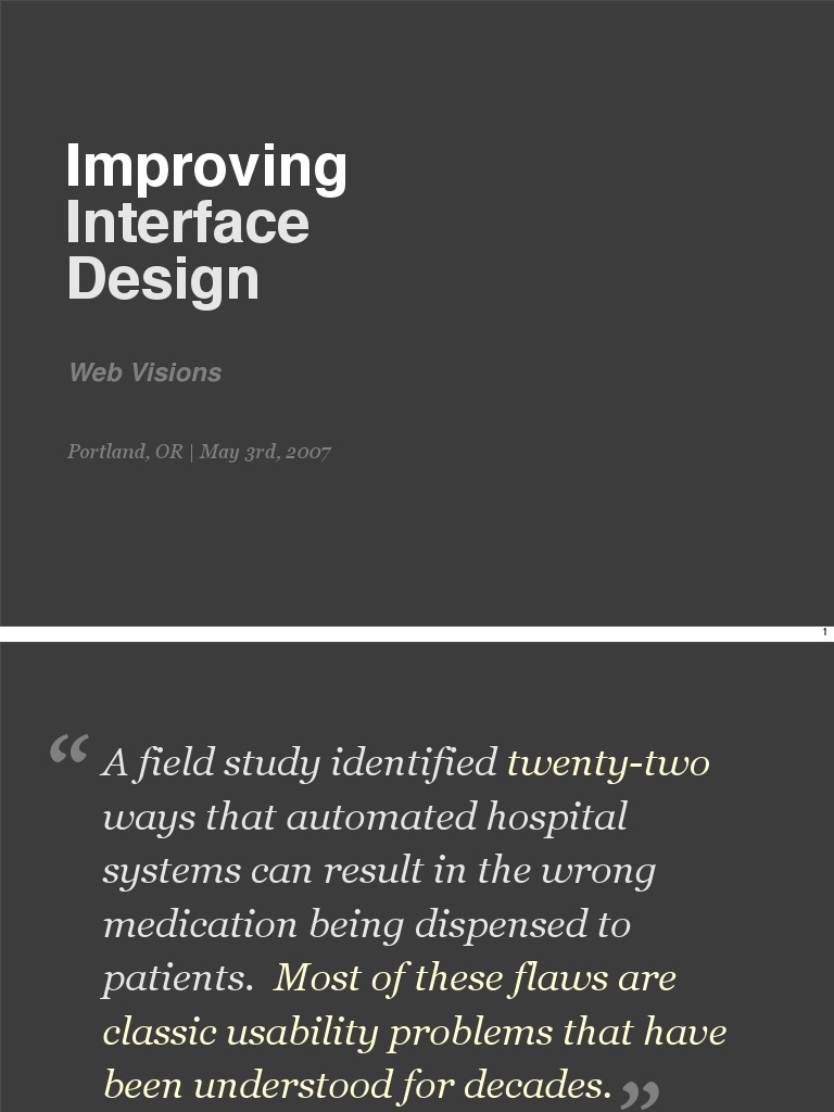 Improving Interface Design | PDF | Usability | User Interface