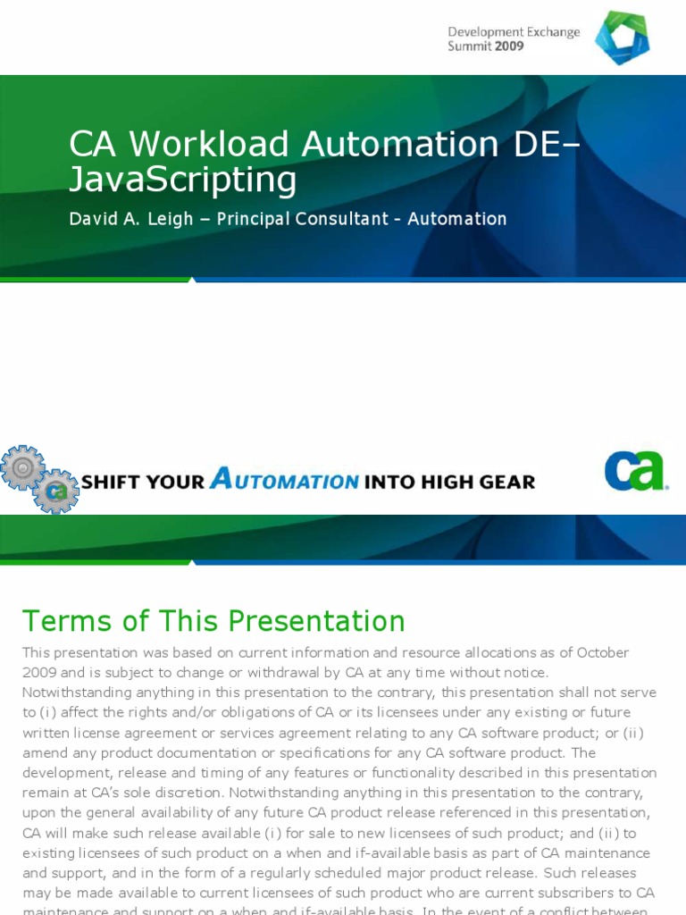 CA Workload Automation de-JavaScripting | PDF | Java Script | Parameter (Computer Programming)