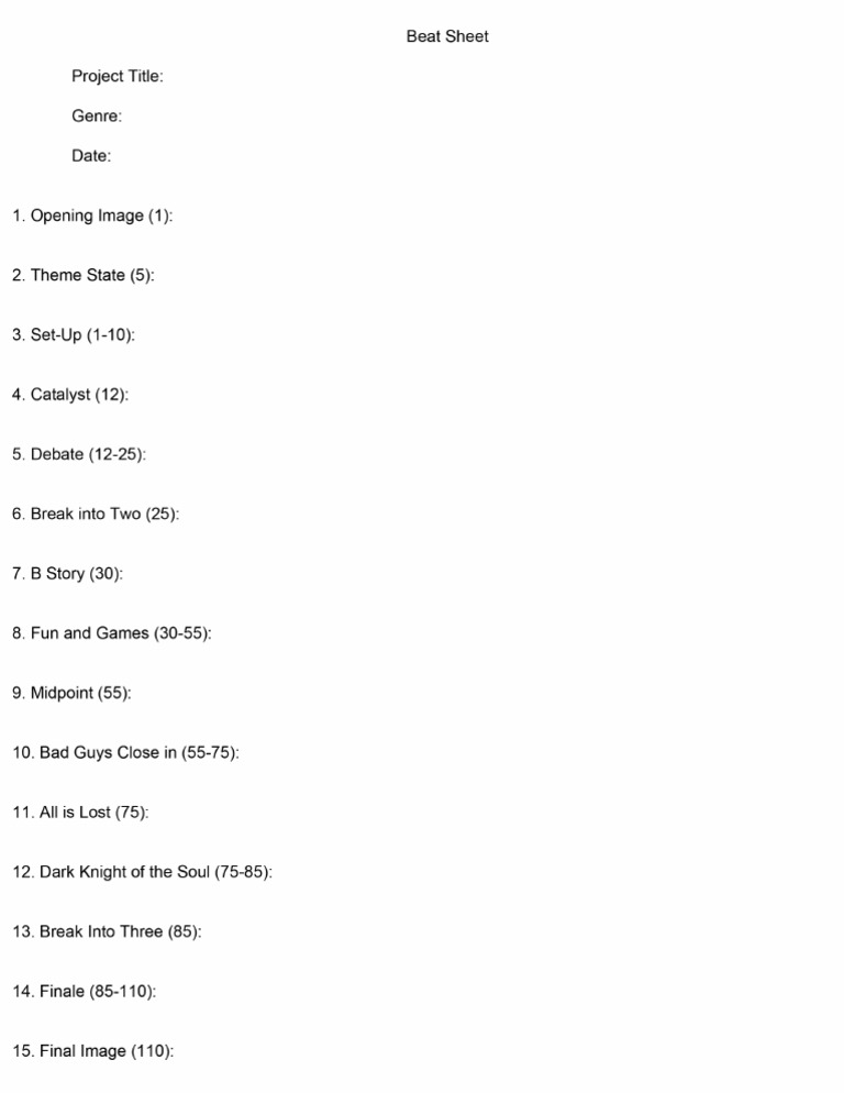Screenplay Beat Sheet | PDF