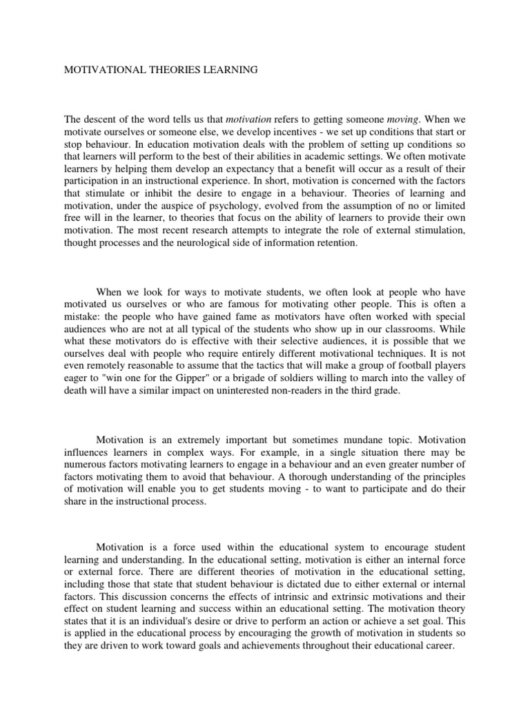 Understanding Motivation Theories in Education | PDF | Motivation ...
