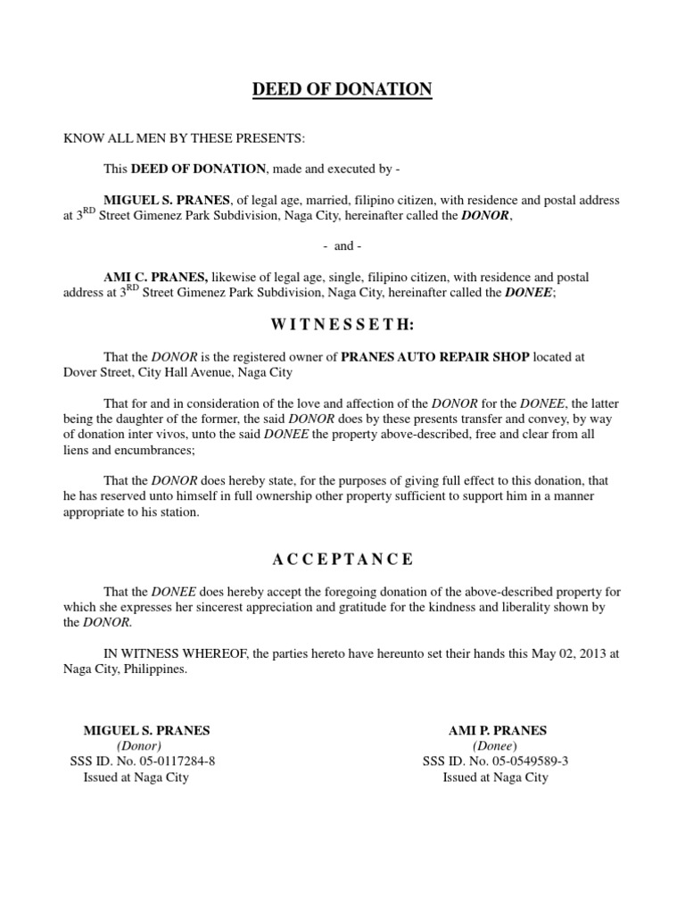 Deed of Donation | PDF