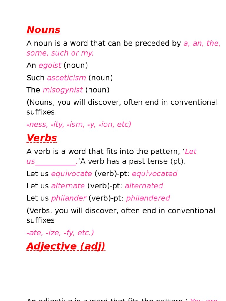 Understanding Nouns, Verbs, Adjectives, Adverbs | PDF | Philosophy ...