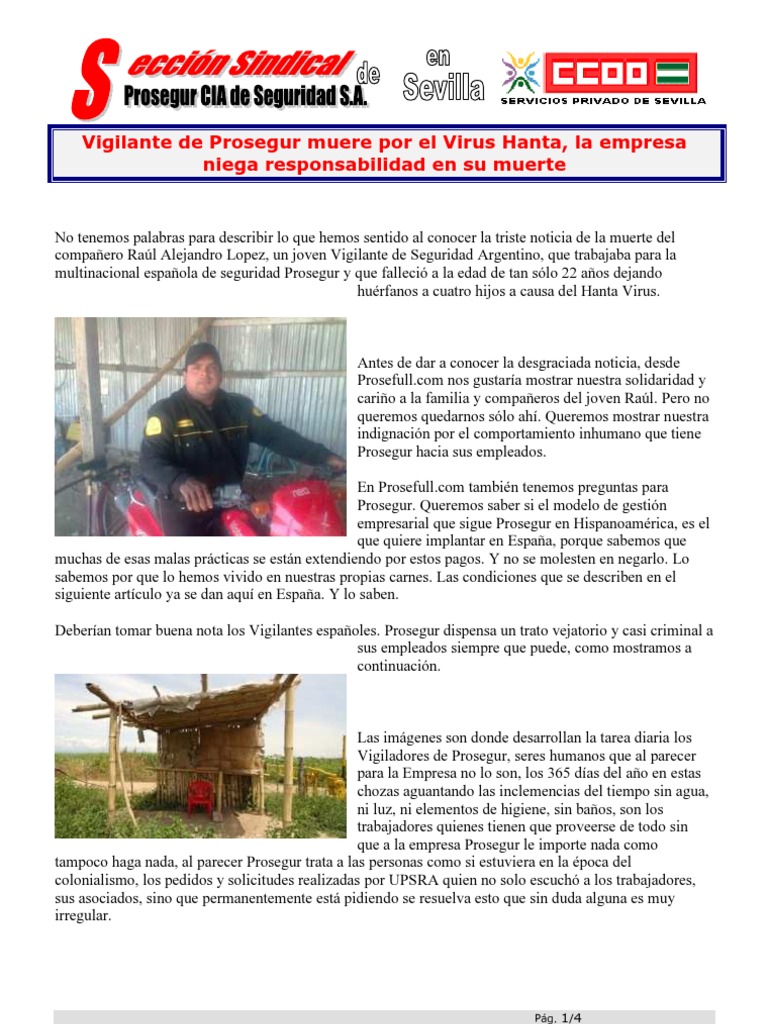 Prosegur: Condiciones laborales letales | PDF | Salud y bienestar ...