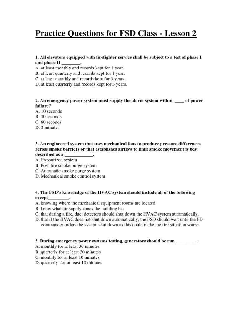 FSD HomeworkQuestions Lesson2 | PDF | Elevator | Hvac