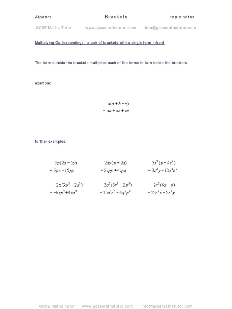 Expanding and Factorising Brackets | PDF | Factorization | Mathematical ...