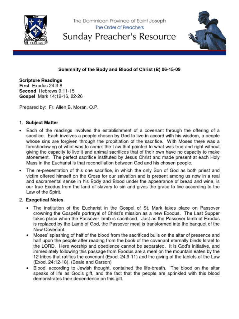 Solemnity of The Body and Blood of Christ | PDF