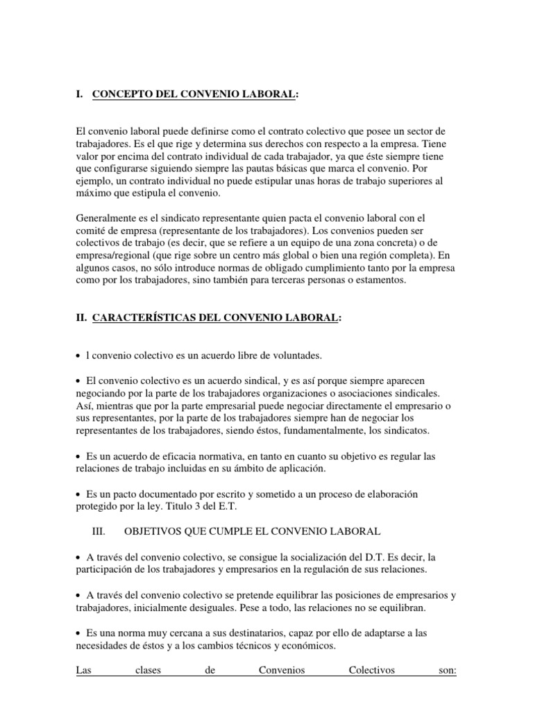Convenio Laboral | PDF | Acuerdo colectivo | Derecho laboral