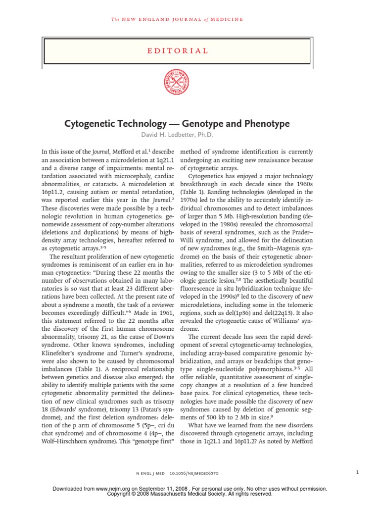 Cytogenetic Technology - Genotype and Phenotype: Editorial | PDF ...
