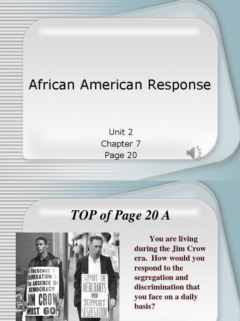 African American Response: Unit 2 | PDF
