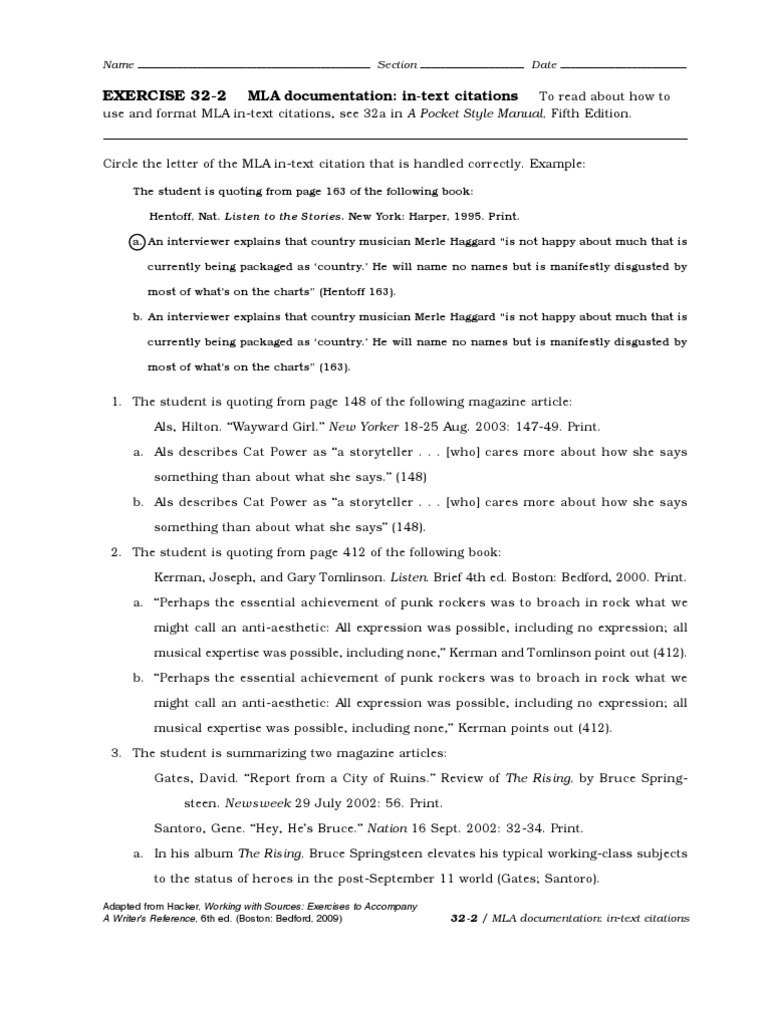 MLA Exercises | PDF | Wikipedia | Entertainment (General)