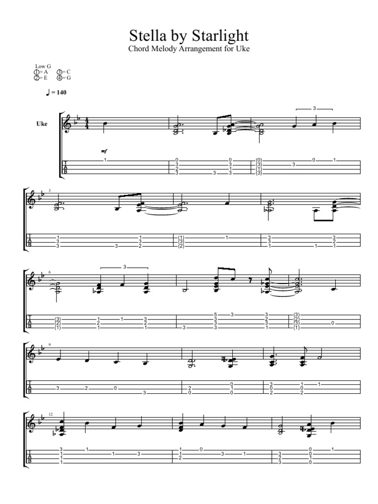 Stella by Starlight - Uke Chord Melody Arrangement | PDF