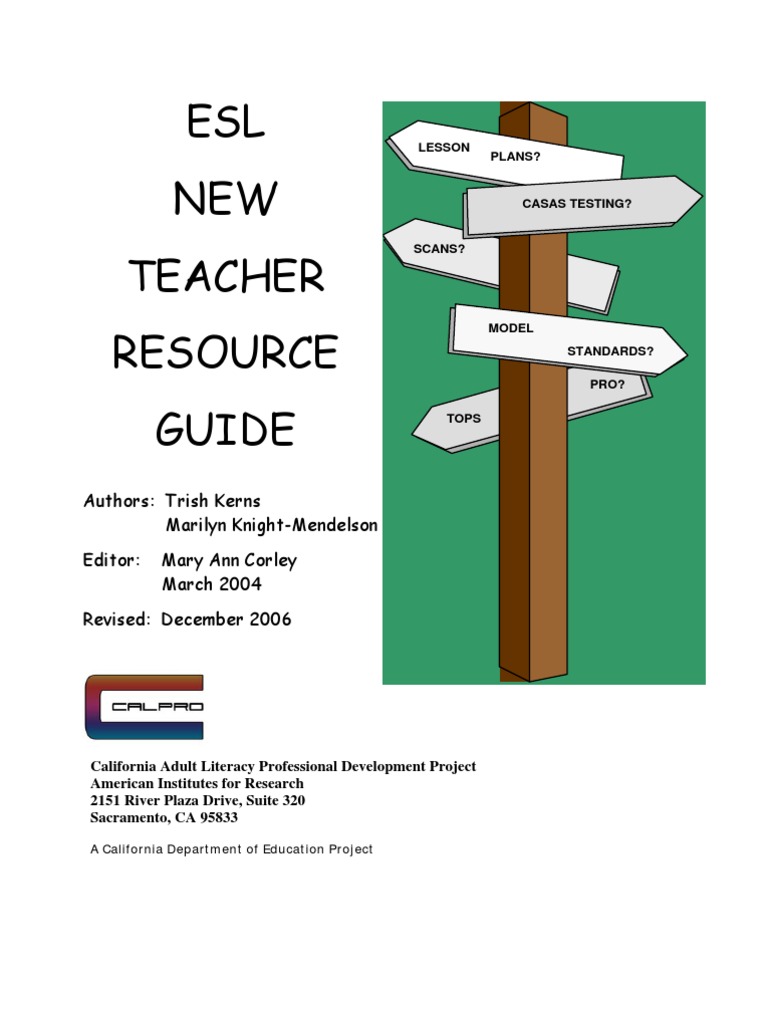 Esl Resource Guide | PDF | Adult Education | English As A Second Or ...