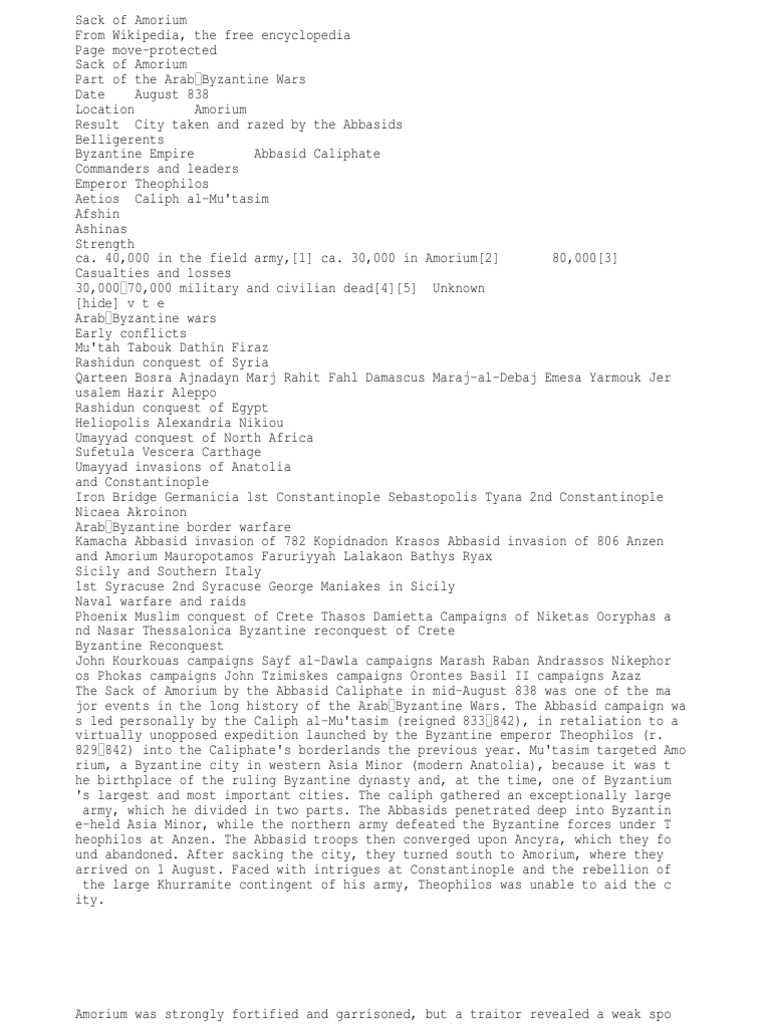 Sack of Amorium | PDF | Warfare Of The Middle Ages | Middle Ages