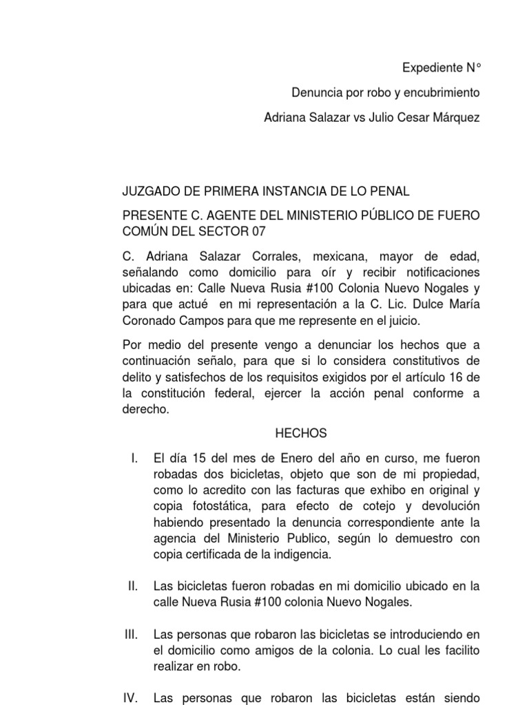 Demanda de Robo | PDF Demanda de Robo | PDF