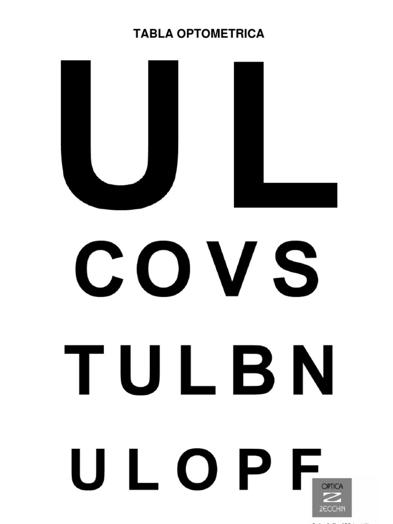 TABLA OPTOMETRICA: Guía para examen visual | PDF