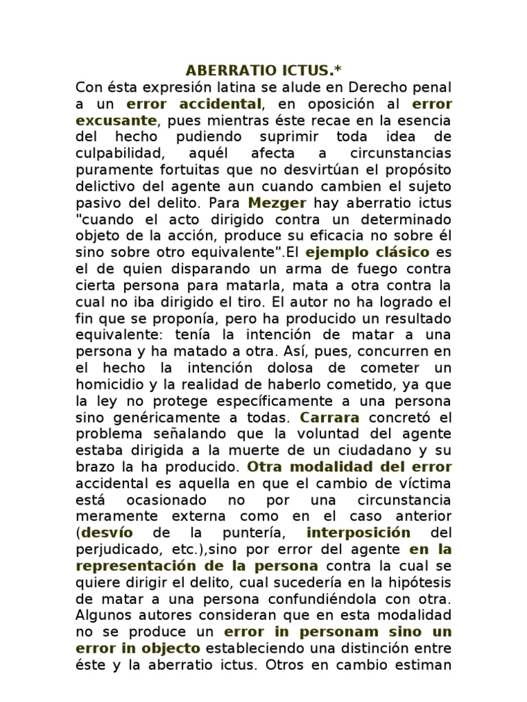 Aberratio Ictus | PDF | Homicidio | Delito