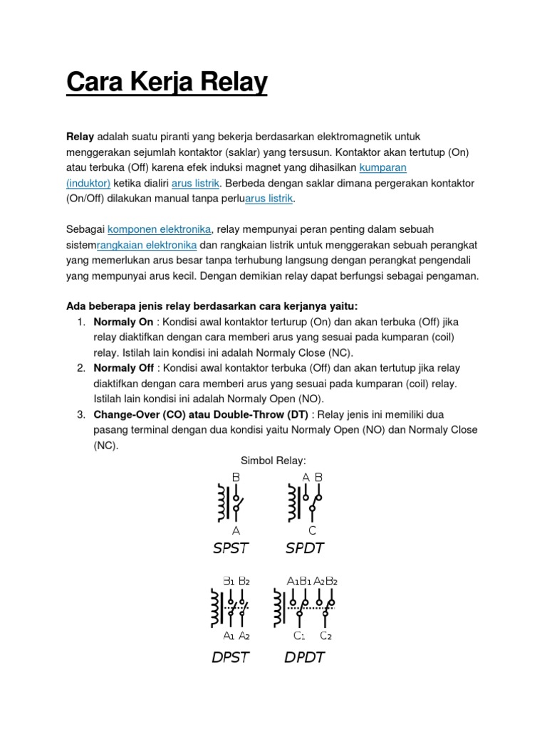 Prinsip dan Jenis Relay Elektromagnetik | PDF